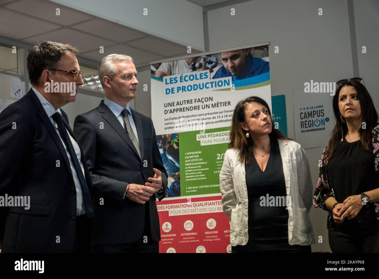 The Minister of Economy Bruno Le Maire visits the school "Eden School ...