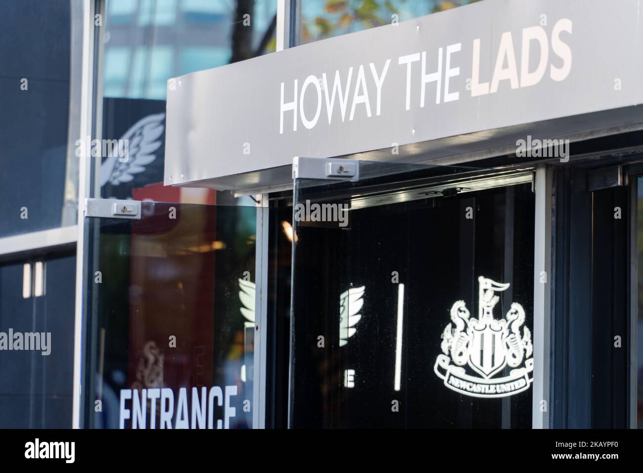 Exterior view of St James' Park football ground, home stadium of ...