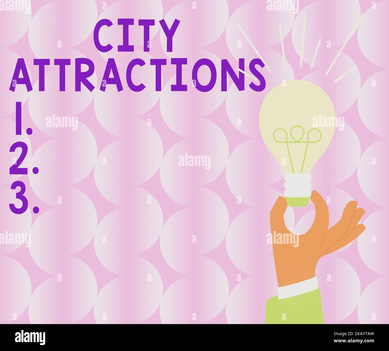 Text sign showing City Attractions. Word Written on on demand ...
