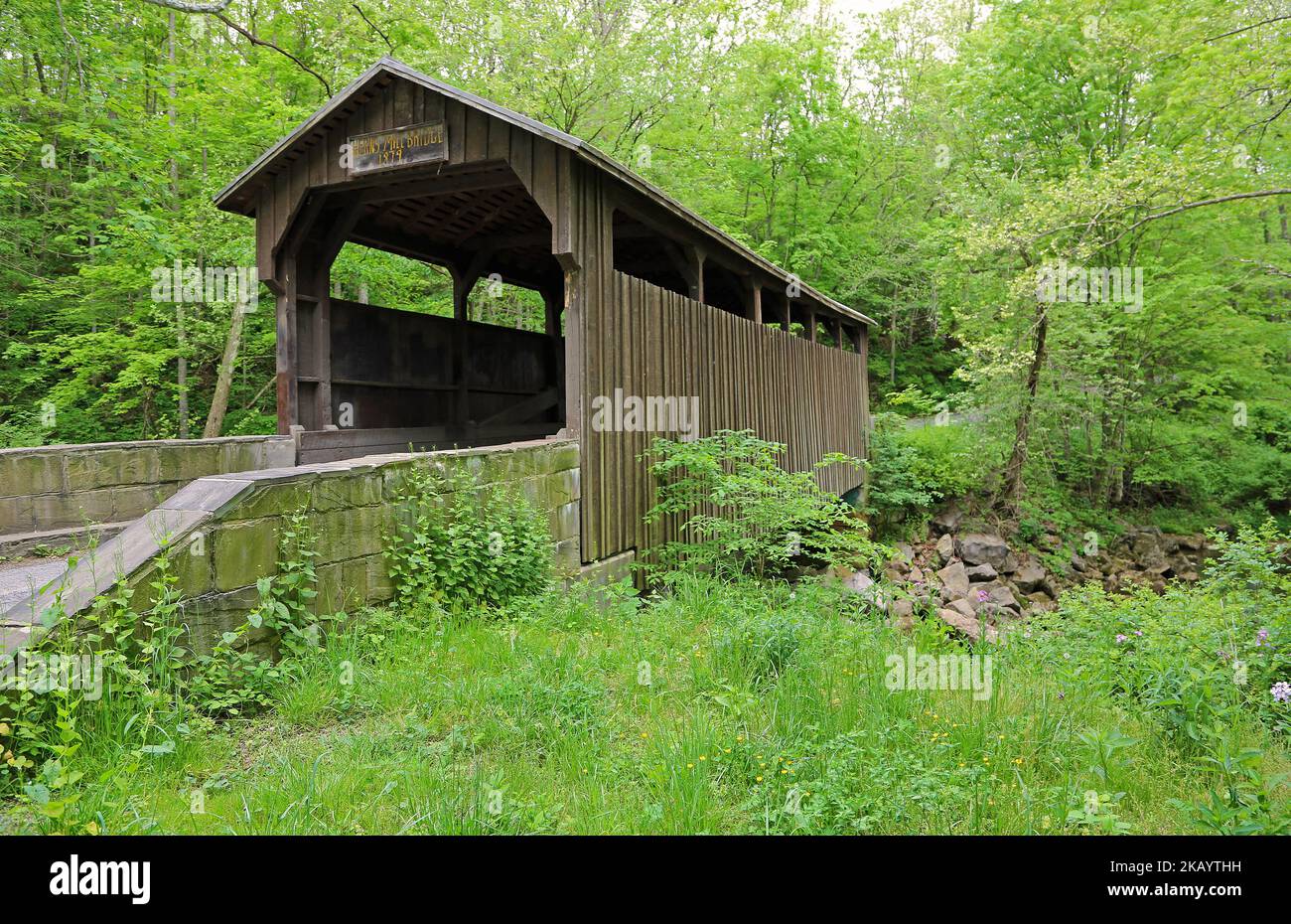 Covered bridge in green landscape - Herns Mill covered bridge - West ...