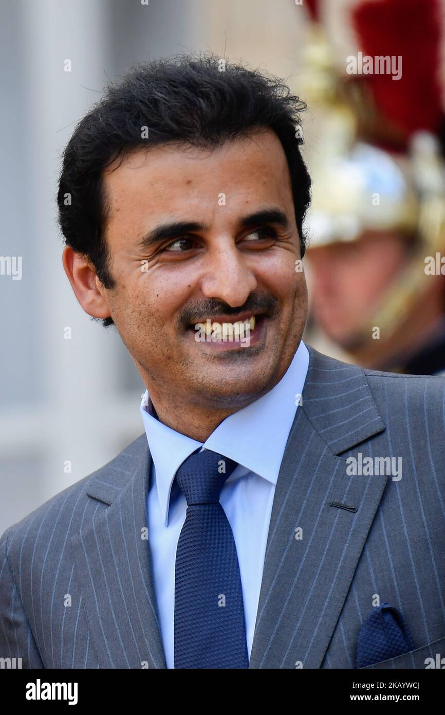The President of the French Republic, Emmanuel Macron receives Sheikh ...