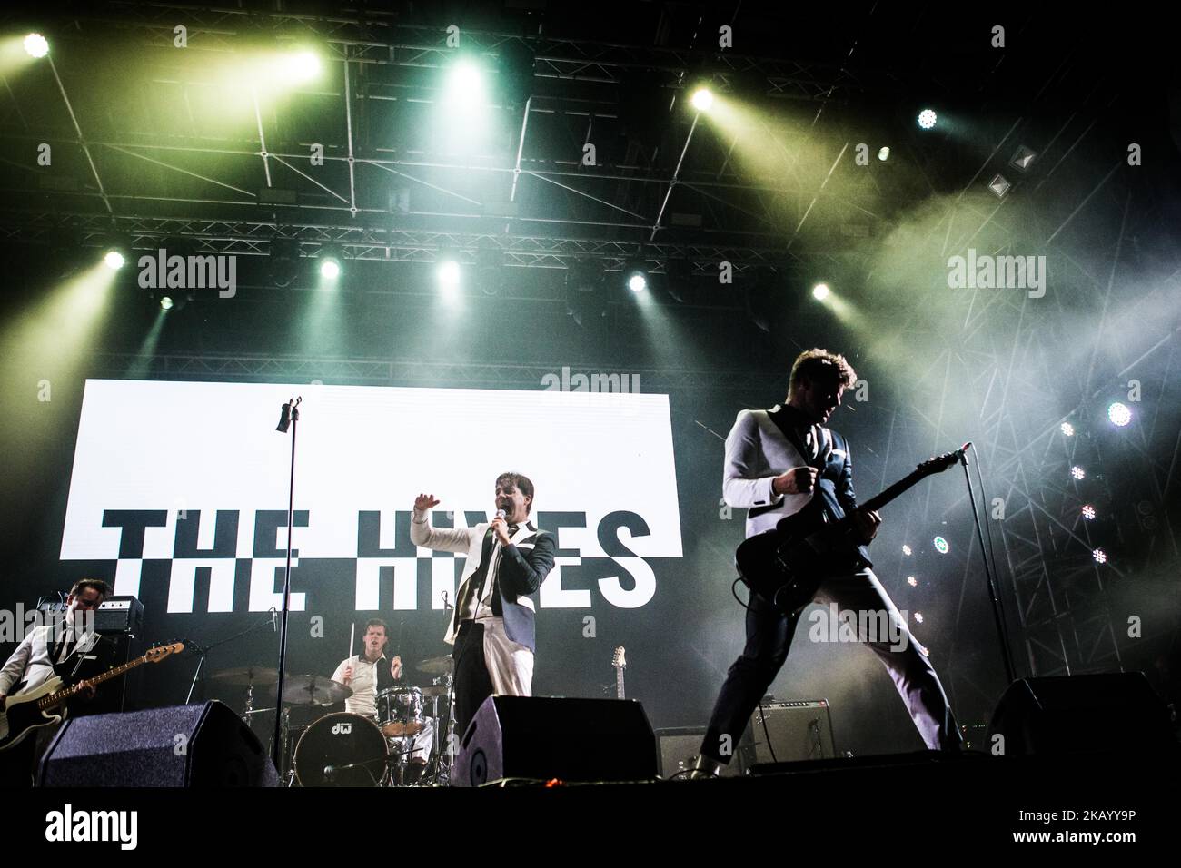 The swedish rock band The Hives performing live at Rugby Sound Festival ...