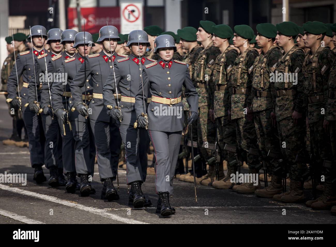 Osorno, Chile. 9 July 2018. Women soldiers, members of the Mountain ...