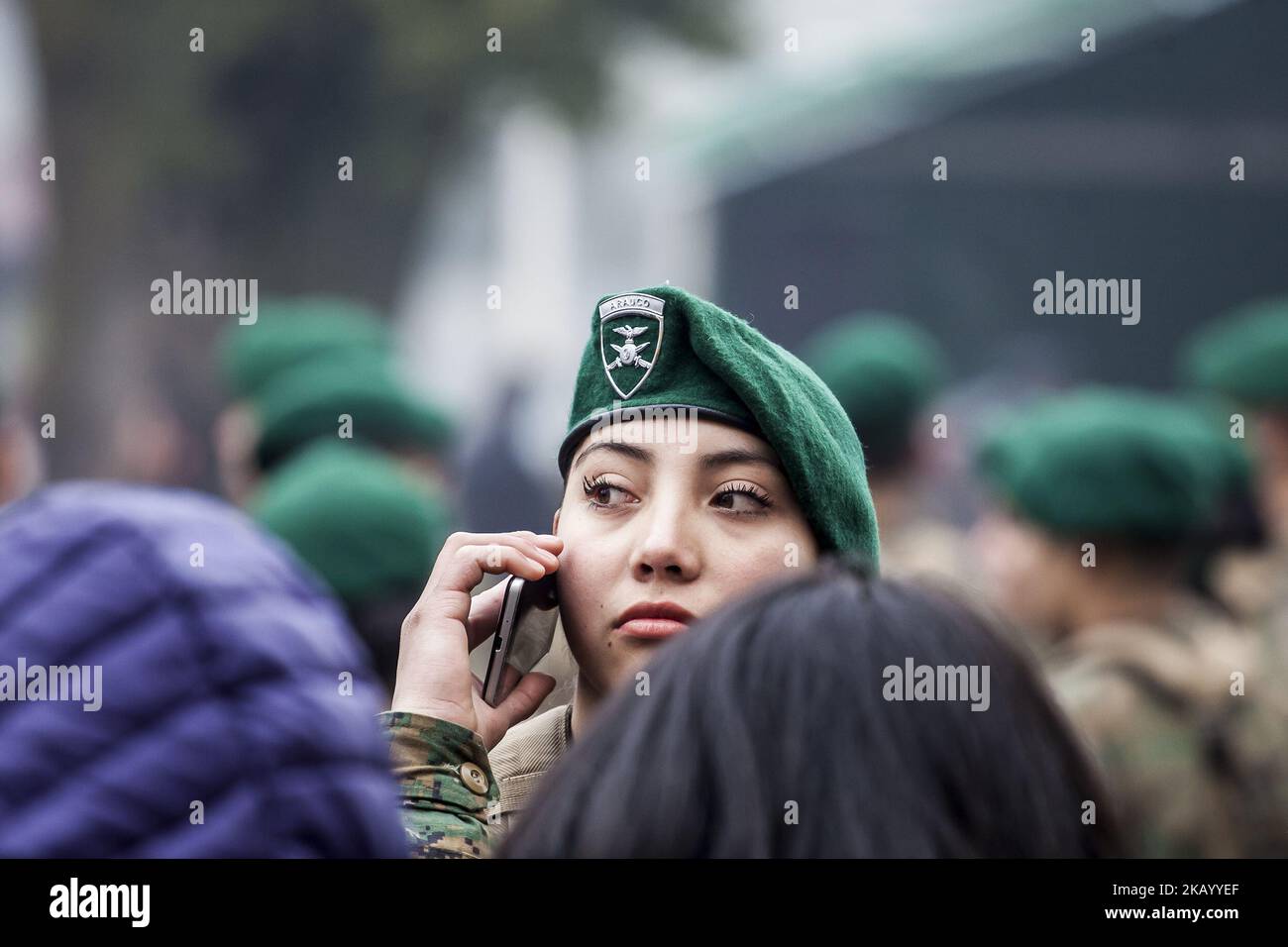 Osorno, Chile. 9 July 2018. Women soldiers, members of the Mountain ...
