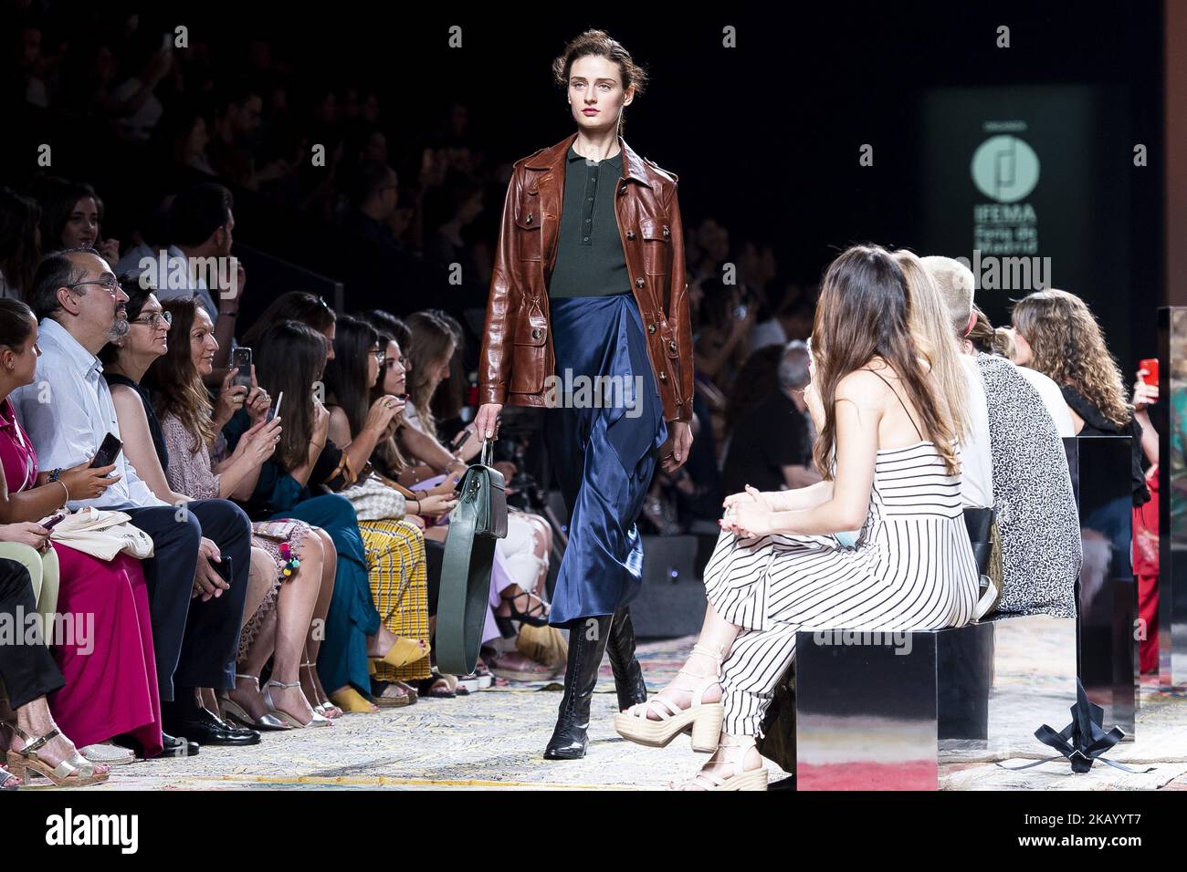 A model walks the runway at the 'Roberto Verino' catwalk during the ...