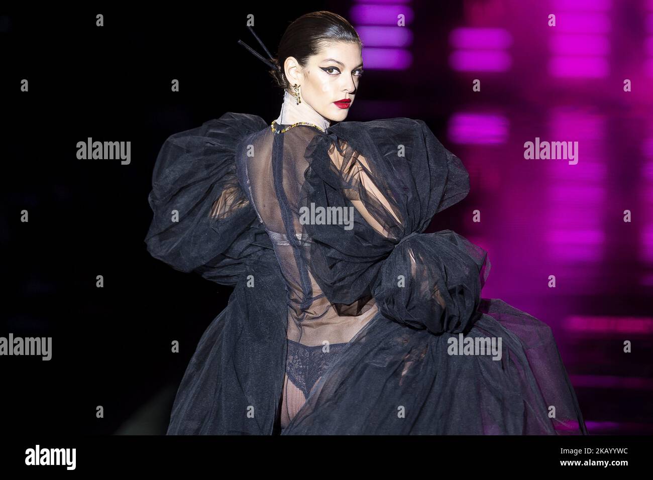 A model walks the runway at the 'Andres Sarda' catwalk during the ...