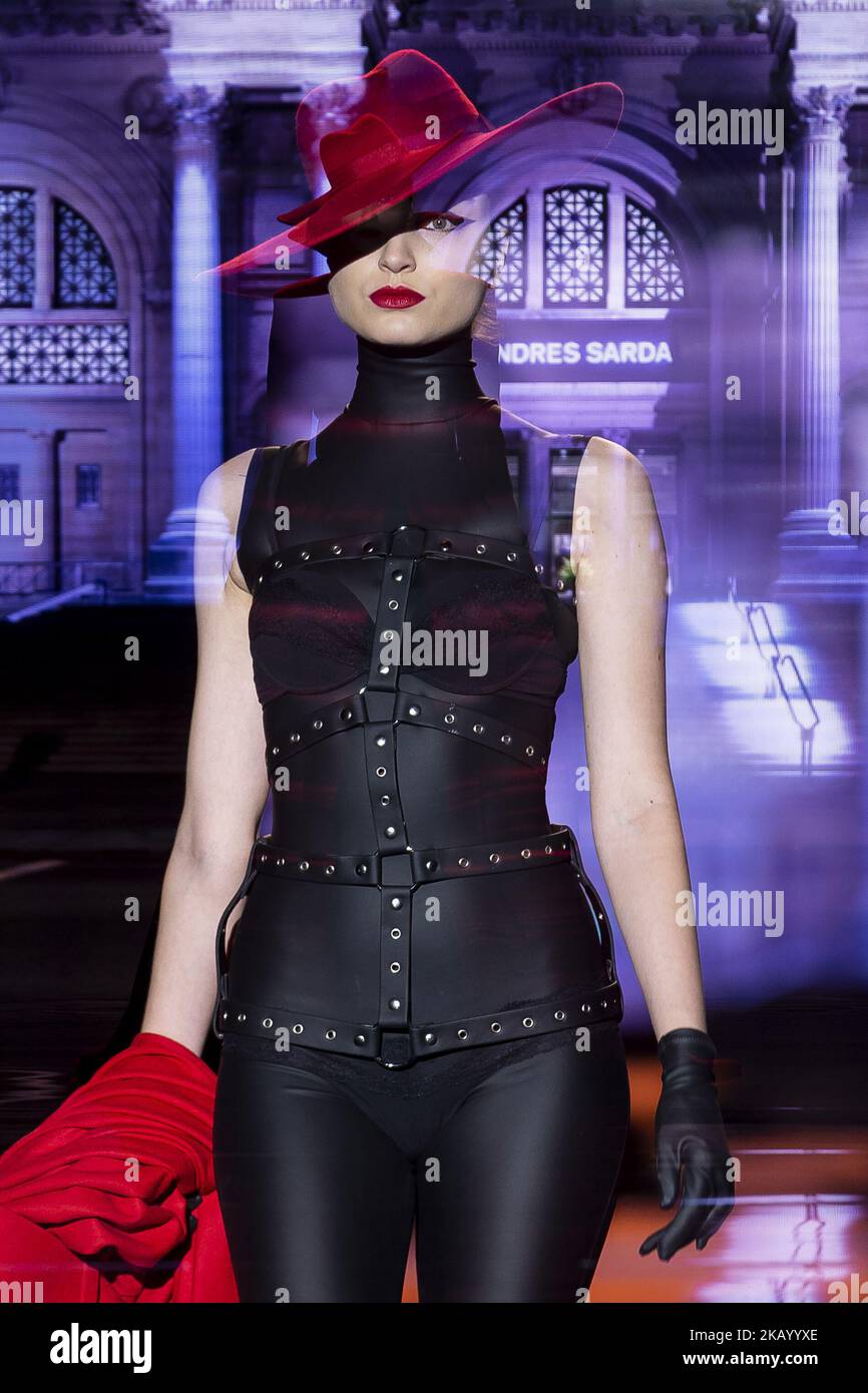 A model walks the runway at the 'Andres Sarda' catwalk during the ...
