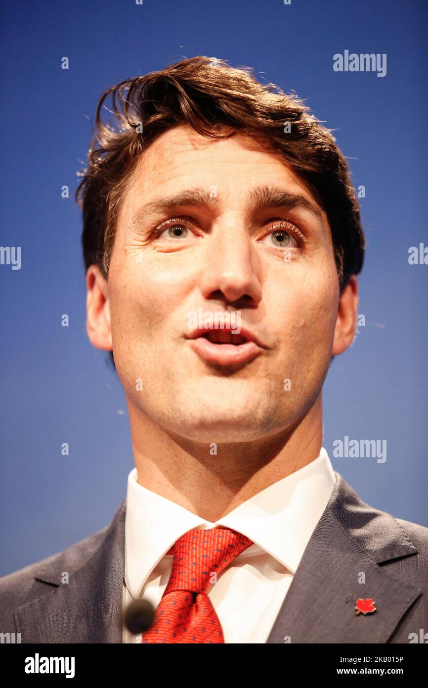 Prime Minister of Canada, Justin Trudeau gives a closing press ...
