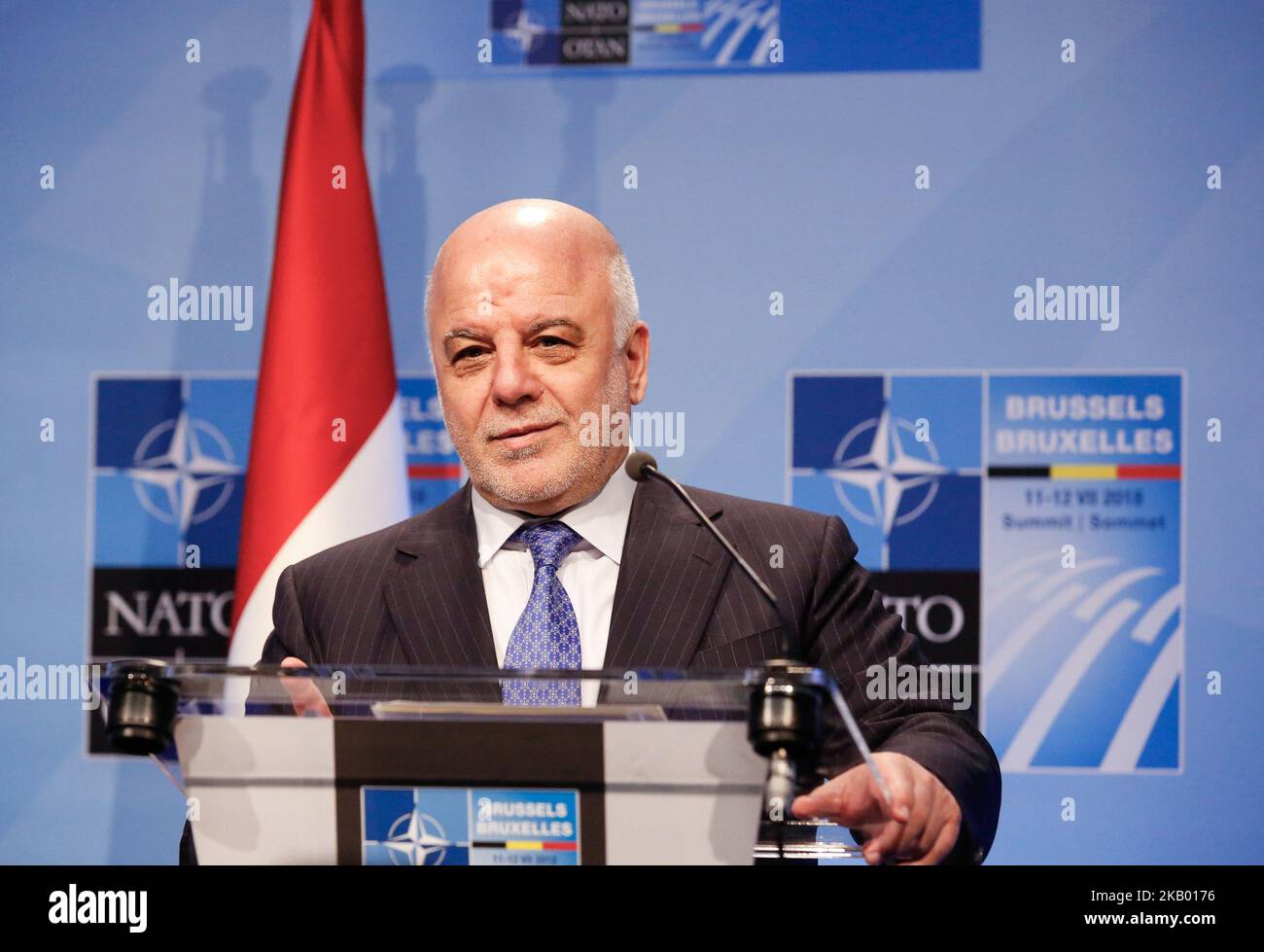 Prime Minister of Iraq, Hajdar al-Abadi gives a closing press ...