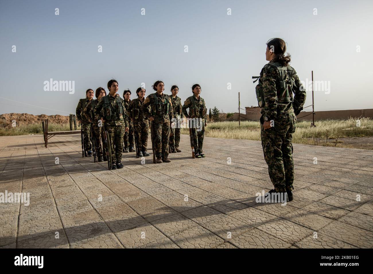 In Hasaka / Syria Kurdish and Arab young women who have joined the YPG are living on a training ...