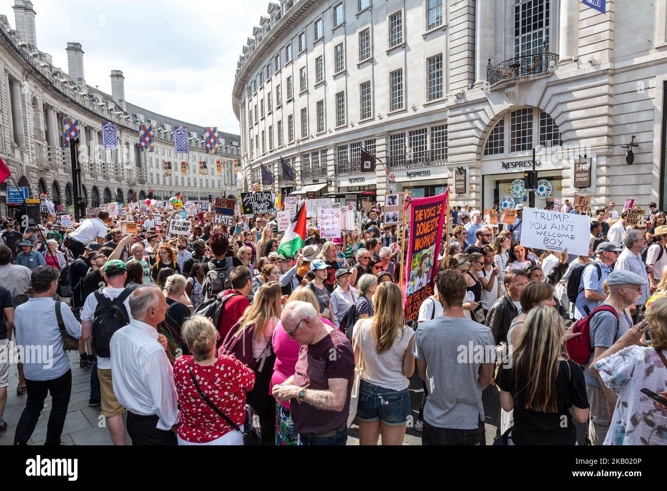 Crowds march on Regent street, London to protest against American ...