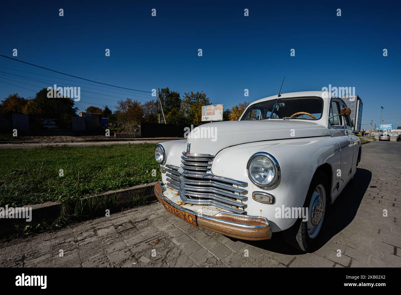 Lviv, Ukraine - October 09, 2022: Retro car GAZ M20 Pobeda , produced ...