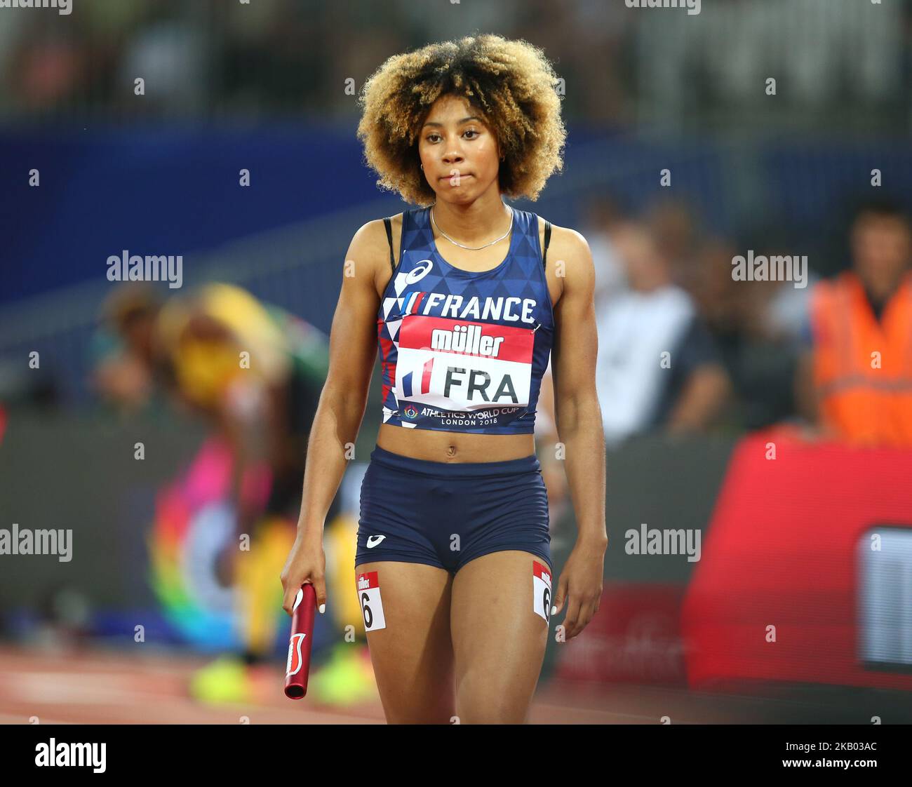 Estelle Raffai of France 1st Leg compete in the 4 x 100m Relay Women ...