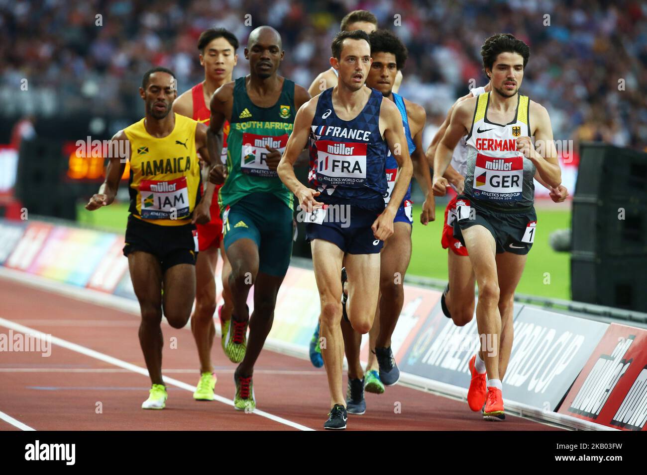 L-R Simon Denissel of France and Neil Gourley of Germany compete in the ...