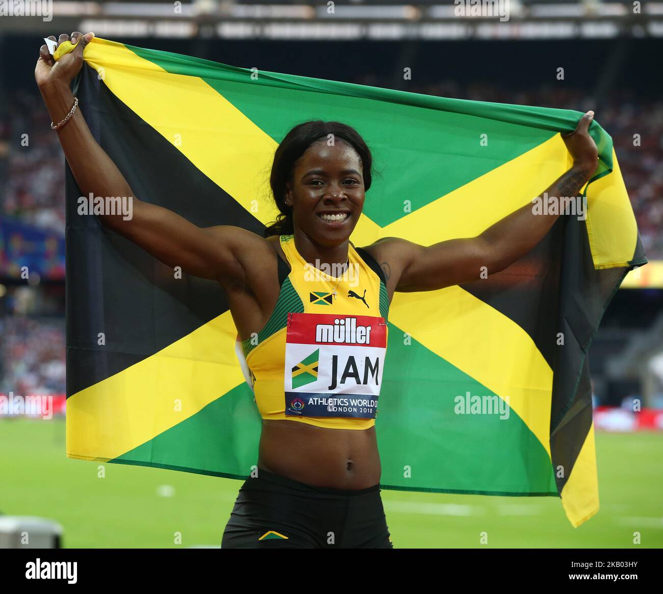 Shericka Jackson of Jamaica winner of 200m Women during Athletics World ...