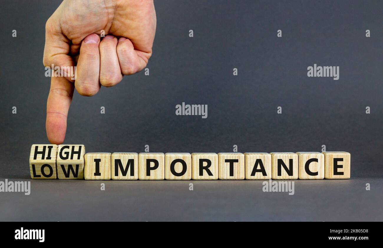High or low importance symbol. Concept words High importance and Low ...