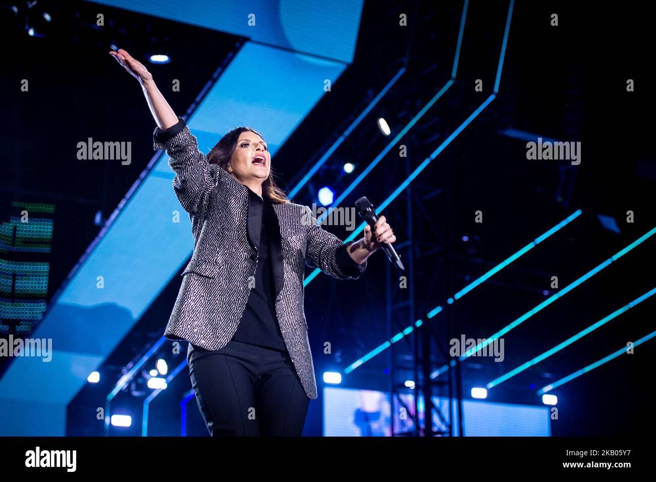 Laura Pausini performing live on stage in Rome at Circus Maximus, Rome ...