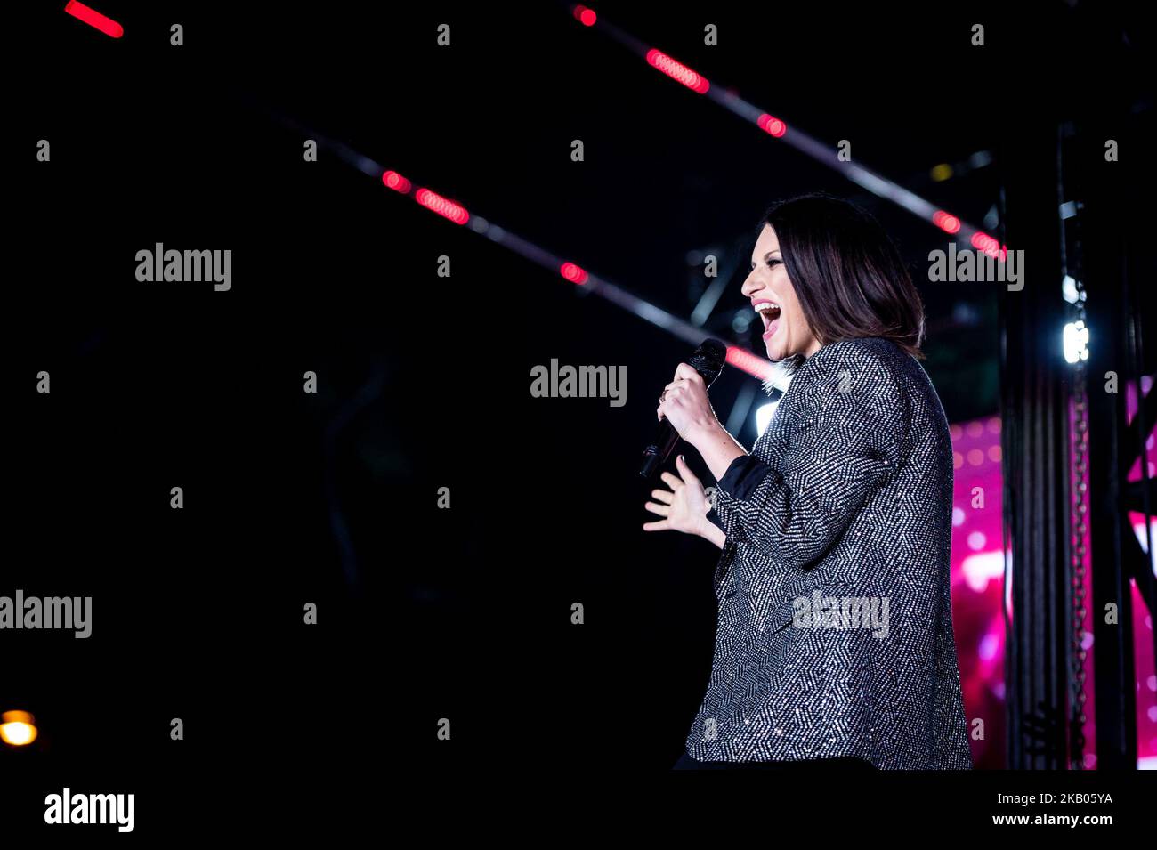 Laura Pausini performing live on stage in Rome at Circus Maximus, Rome ...