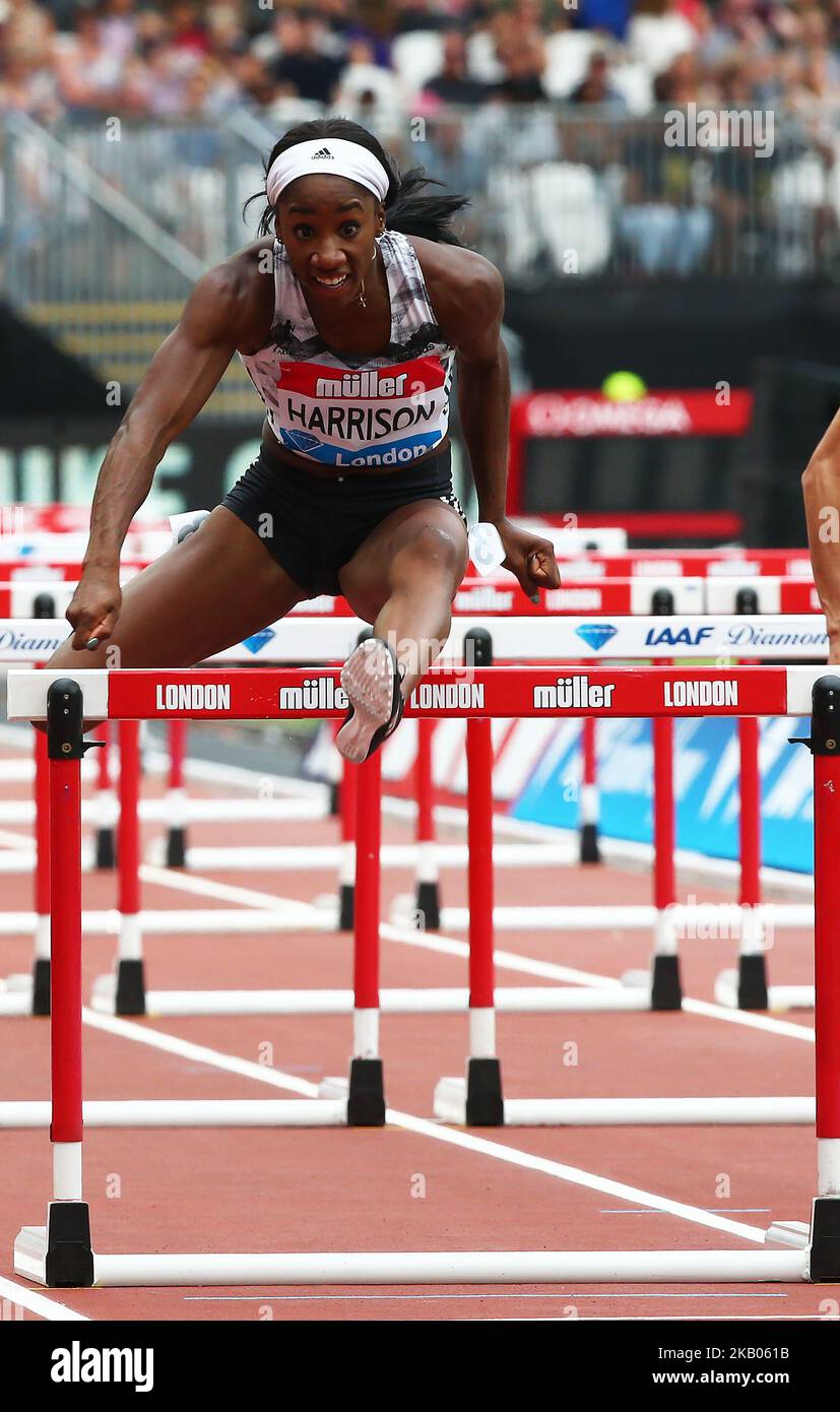 Kendra Harrison of USA compete in the 100m Hurdles Women Heat A race during the Muller ...