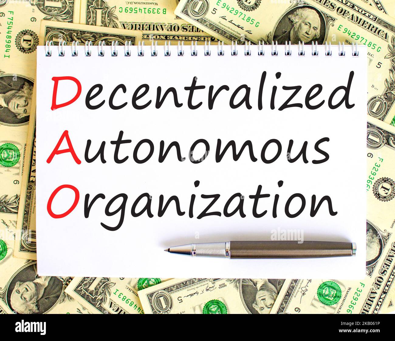 DAO decentralized autonomous organization symbol. Concept words DAO ...