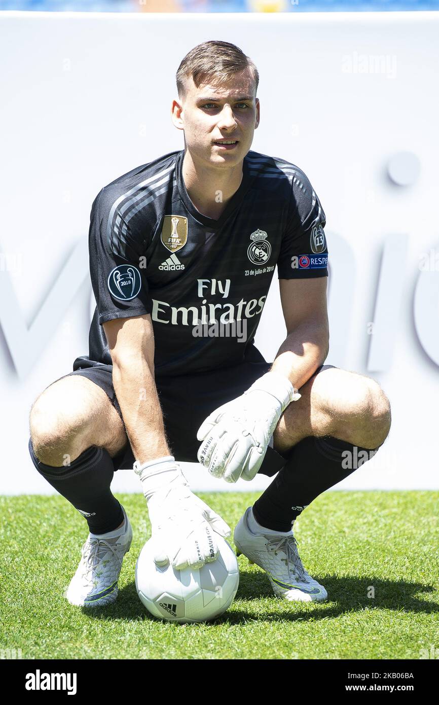 Andriy Lunin during his presentation as new Real Madrid goalkeeper at ...