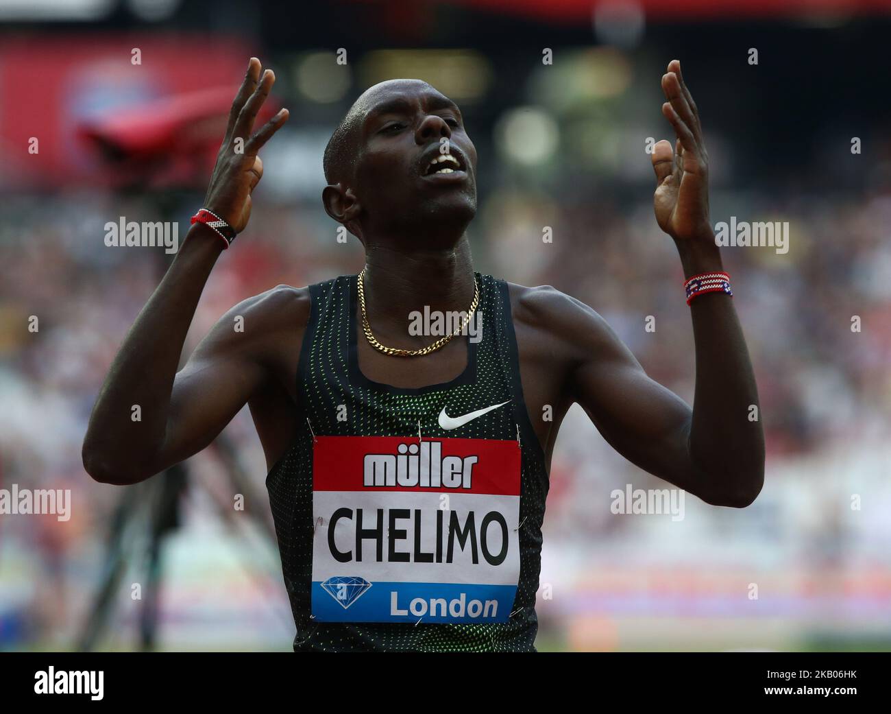 Paul Chelimo of USA winner of the 5000m Men during the Muller ...