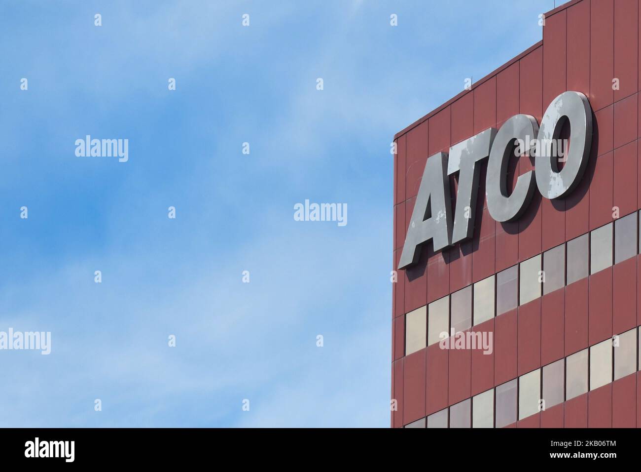 Logo of ATCO, a Canadian gas industry company, seen in Edmonton's ...
