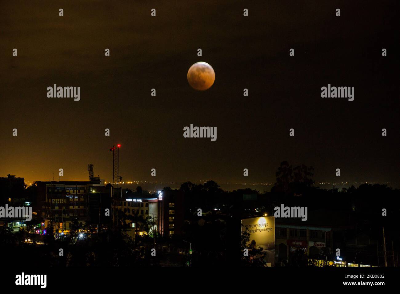 The Lunar eclipse can be seen July 28, 2018 in Nairobi, Kenya. The ...