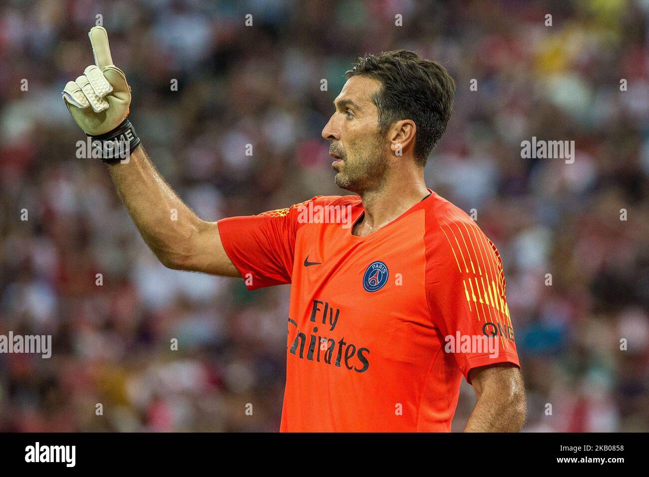 Gianluigi Buffon of Paris St Germain in action during the International ...