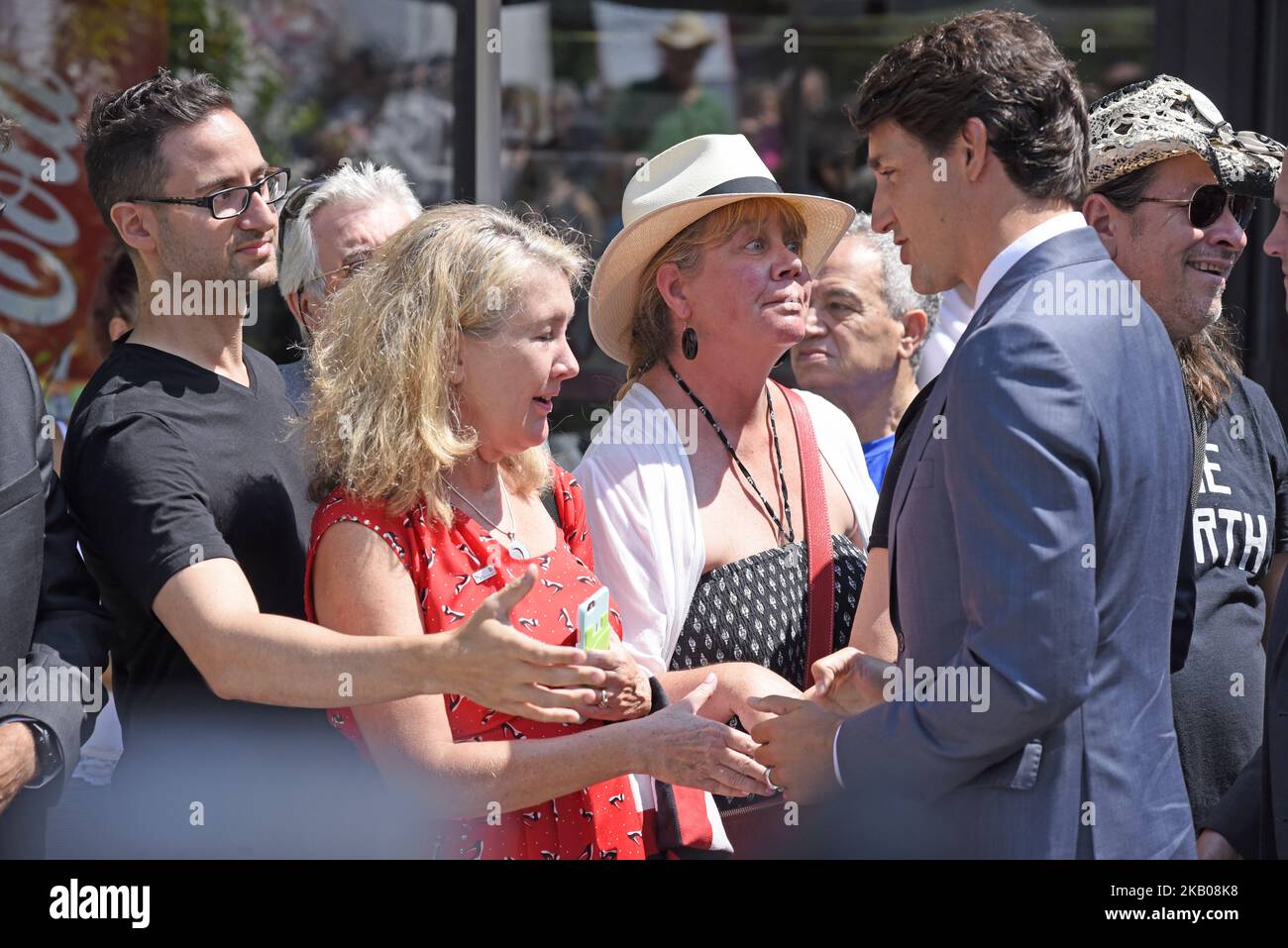 Prime Minister Justin Trudeau talking to the residents at the memorial ...