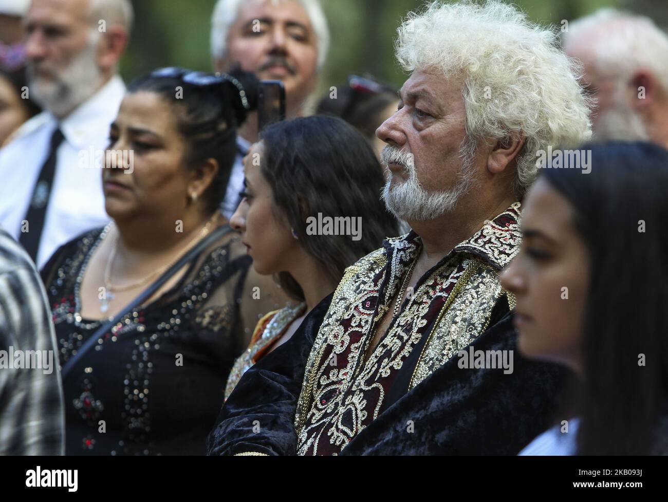 Romani people in traditional clothes attend a remembrance ceremony at ...