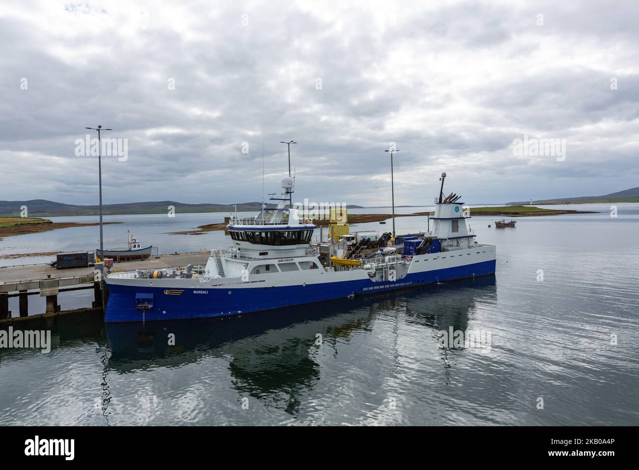 View of Stromness harbor from the NorthLink Ferries, Orkney, Scotland ...