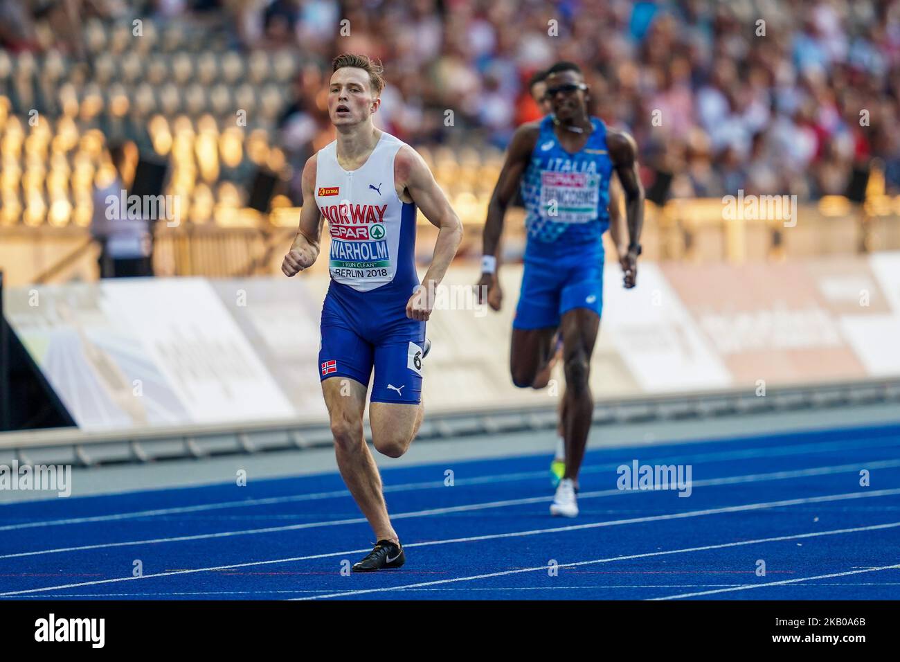 Karsten Warholm of Norway during 400 meter hurdle mens semifinals at ...