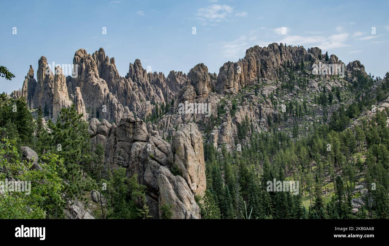 Needles Highway, a National Scenic Byway, and Needles Eye is seen along ...