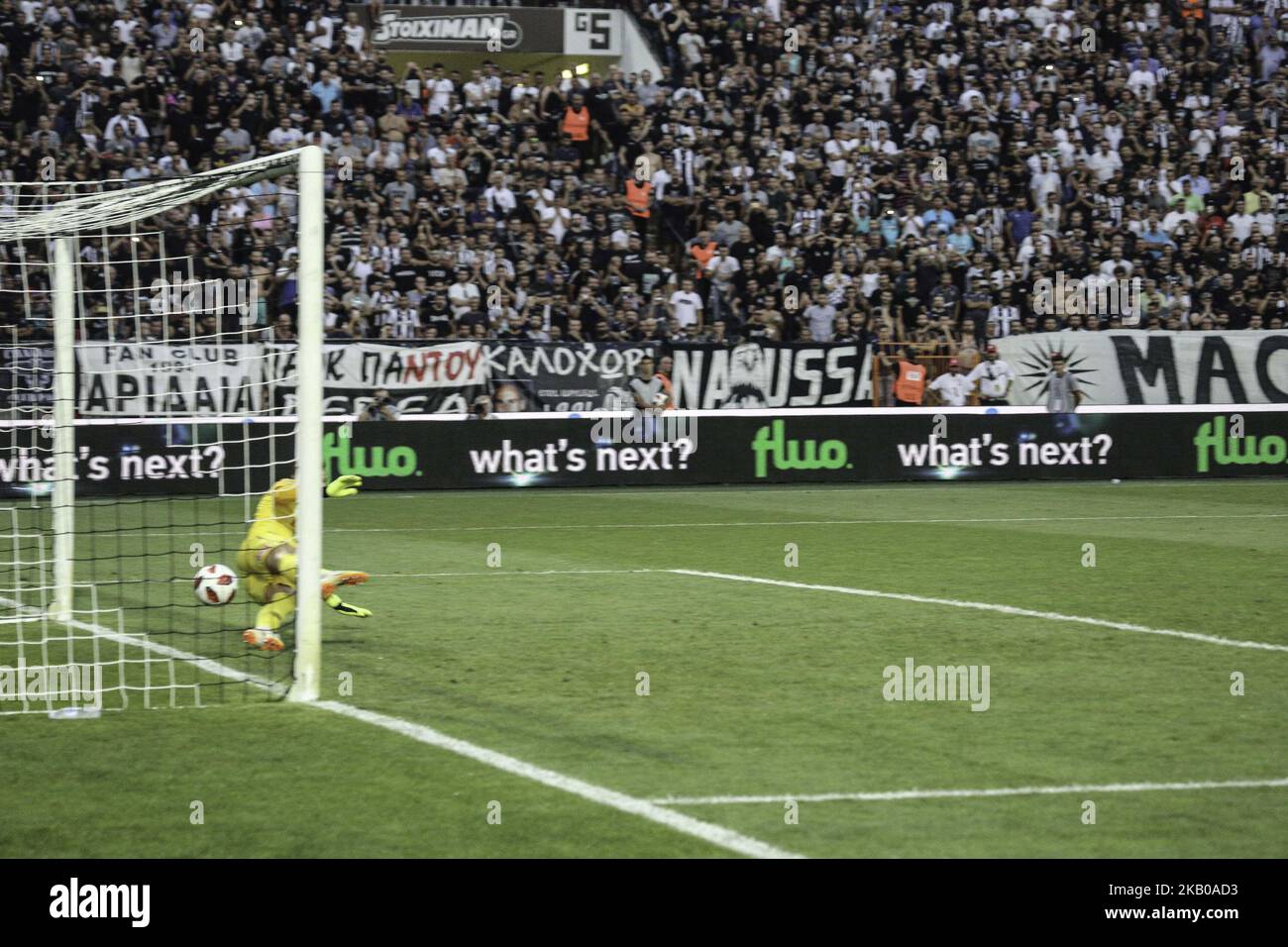 Alexander Prijovic hitting the penalty and scoring for PAOK, making the ...