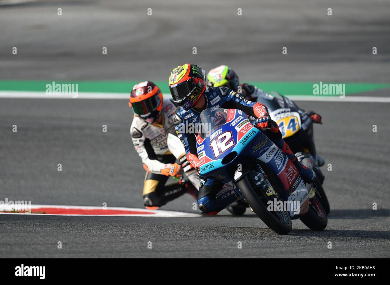 12 Italian driver Marco Bezzecchi of Team Pruestl GP, 14 Italian driver ...