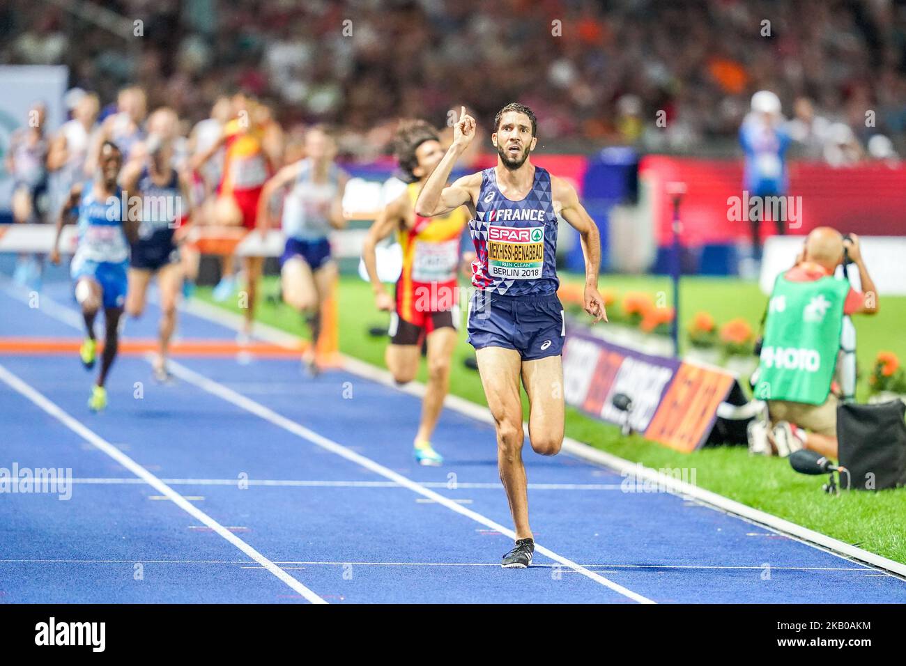 Mahiedine Mekhissi-Benabbad of France winning the 3000 final steeple chase for men at the ...
