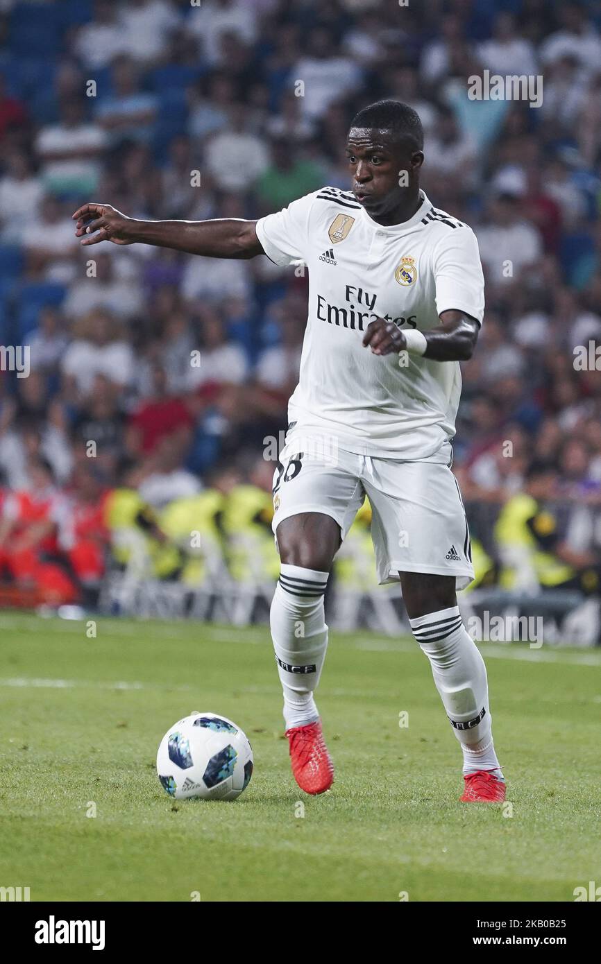 Vinicius JR of Real Madrid in action during the Trofeo Santiago ...