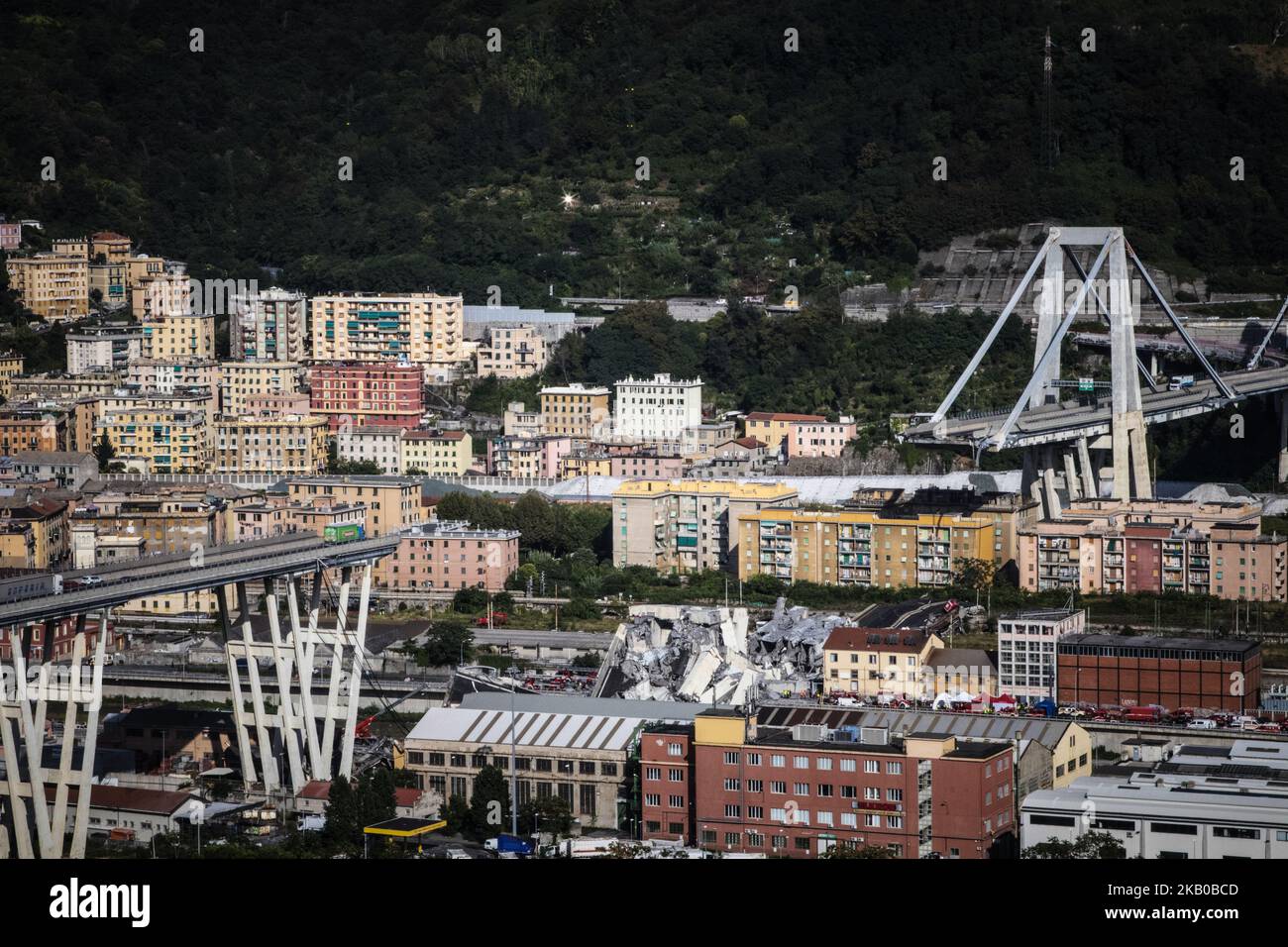 A general view of the Morandi bridge which collapsed on August 14, 2018 ...