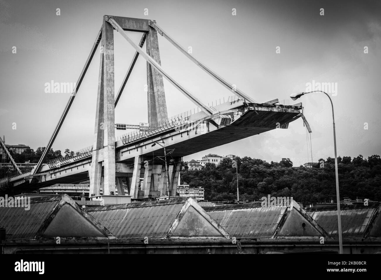 A general view of the Morandi bridge which collapsed on August 14, 2018 ...
