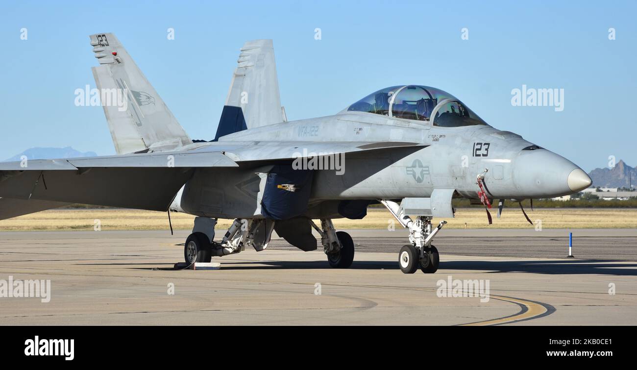 A U.S. Navy FA-18 Hornet fighter jet prepares for take-off on the ...