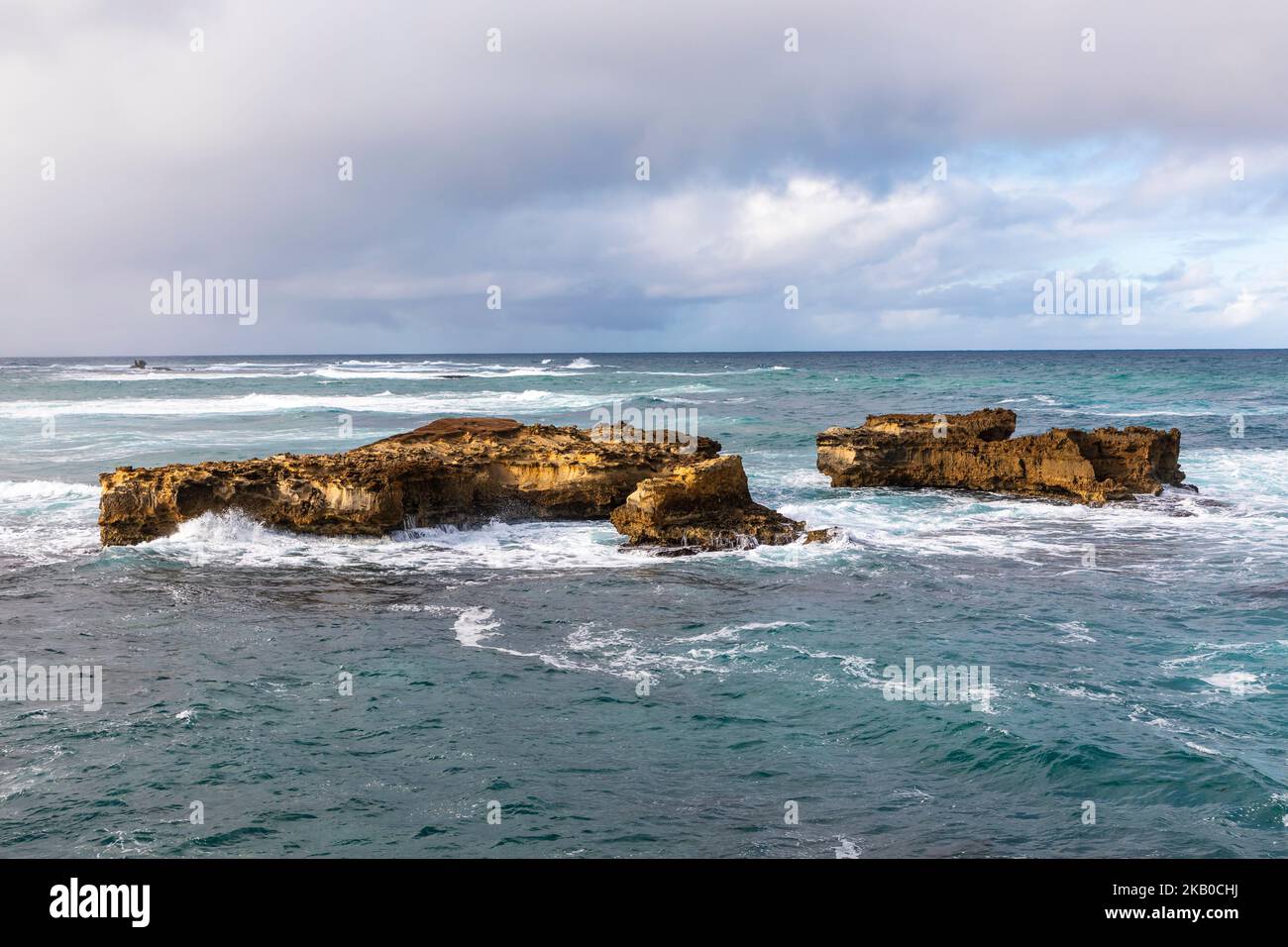 Photograph of water and rocks in Bass Strait near Peterborough on the ...