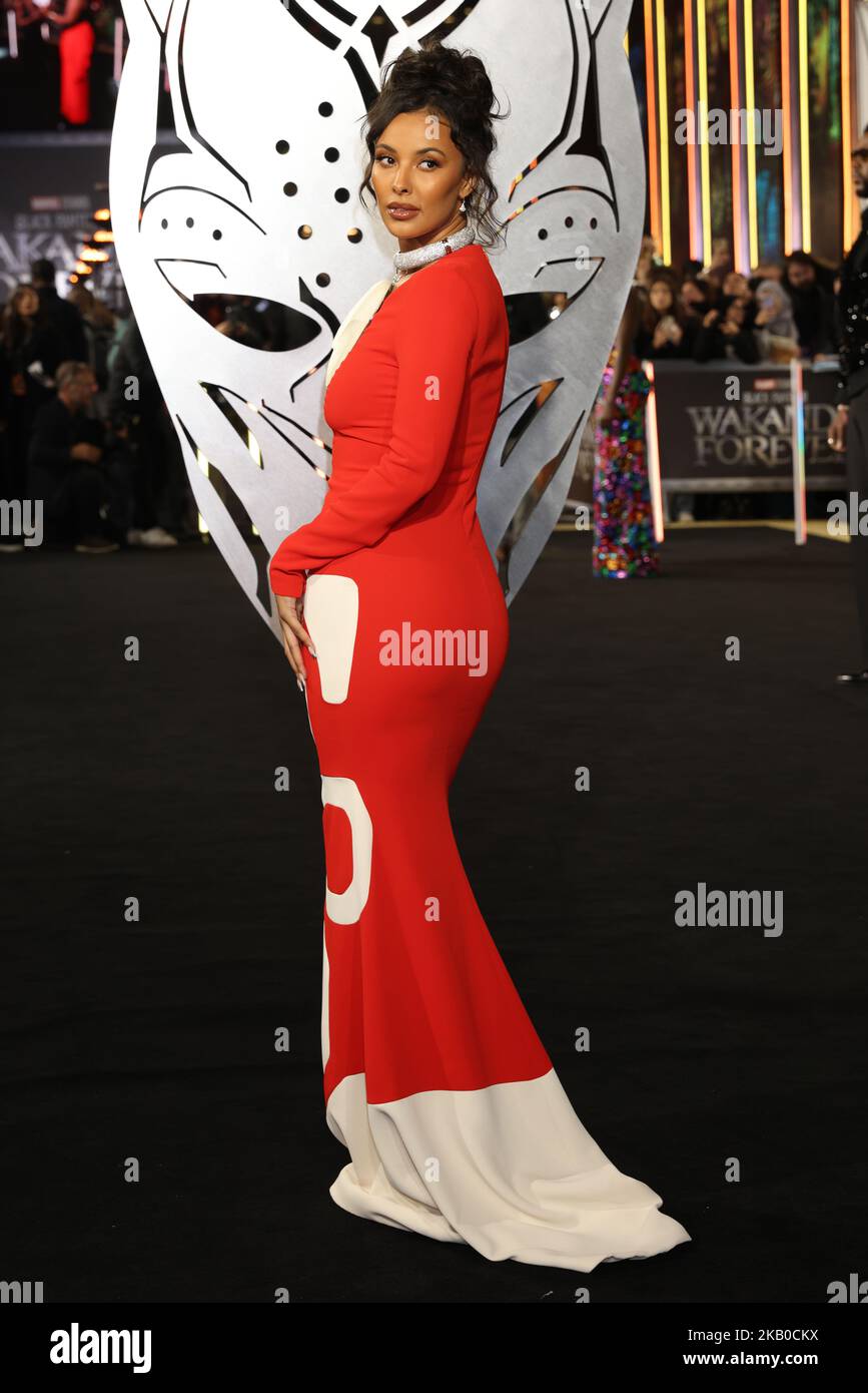 Maya Jama attending the European premiere of Black Panther: Wakanda ...