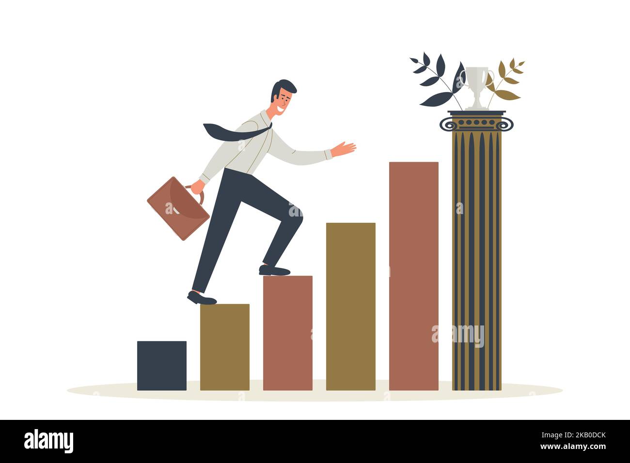 Businessman with briefcase runs up steps to his goal, motivation to ... Businessman with briefcase runs up steps to his goal, motivation to ...
