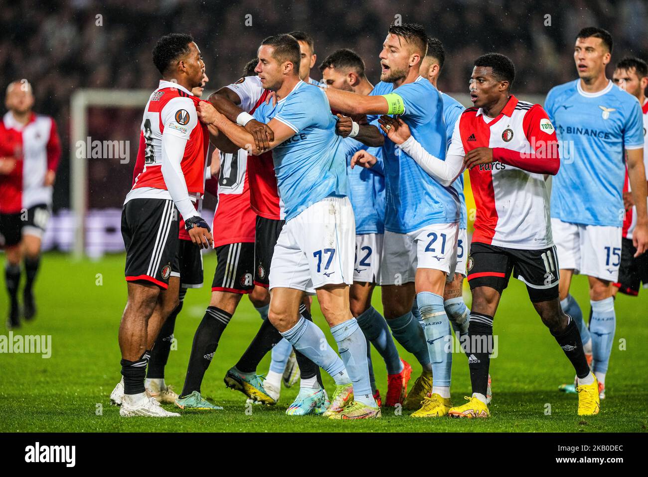 Rotterdam - A fight during the match between Feyenoord v Lazio Roma at ...
