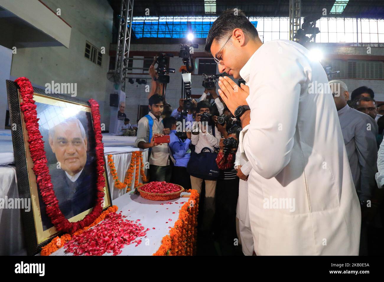 Rajasthan Congress President Sachin Pilot pays tribute during a ... Rajasthan Congress President Sachin Pilot pays tribute during a ...