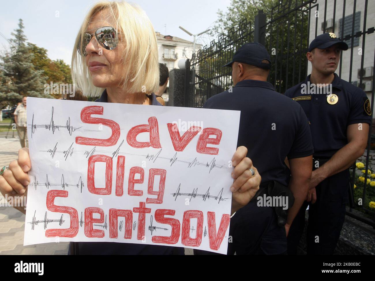 People take part at a rally demanding the release of Ukrainian film ...