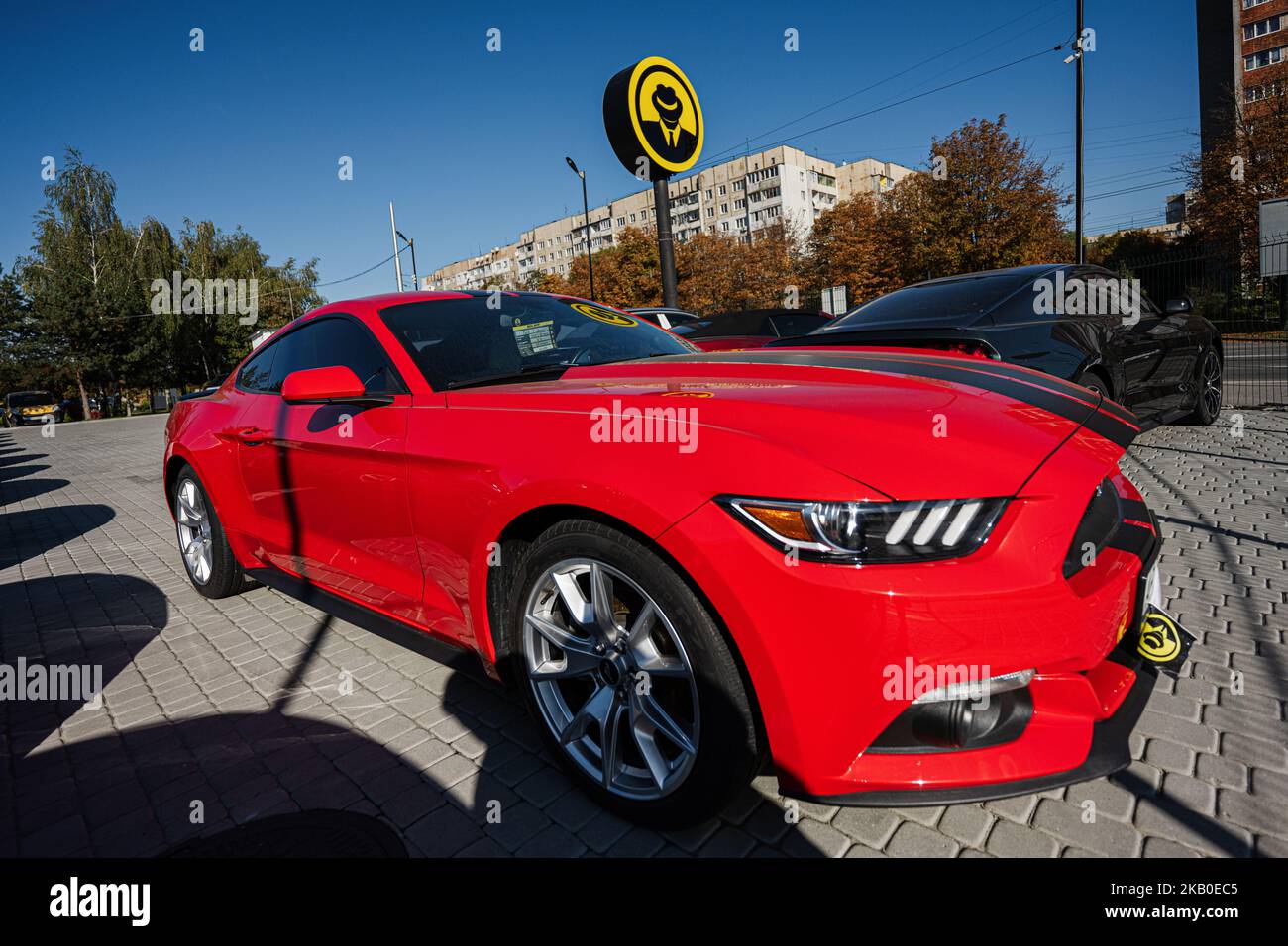 Lviv, Ukraine - October 09, 2022: Red Ford Mustang, american muscle ...