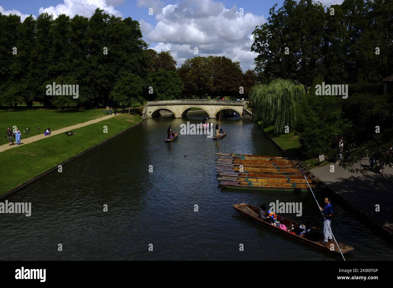 Boats on the river Cam are pictured in Cambridge, on August 25, 2018 ...