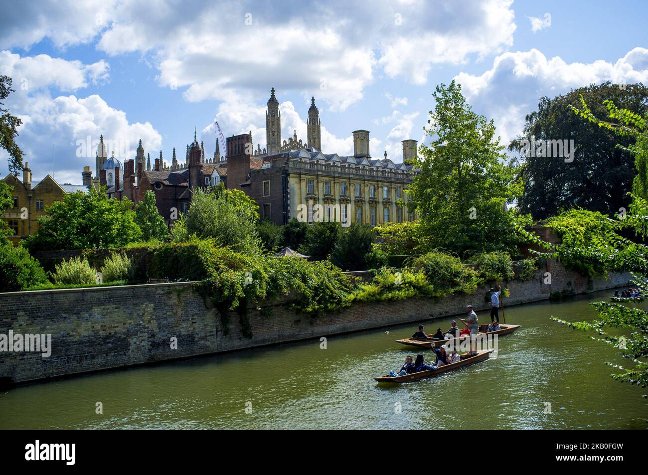 Boats on the river Cam are pictured in Cambridge, on August 25, 2018 ...